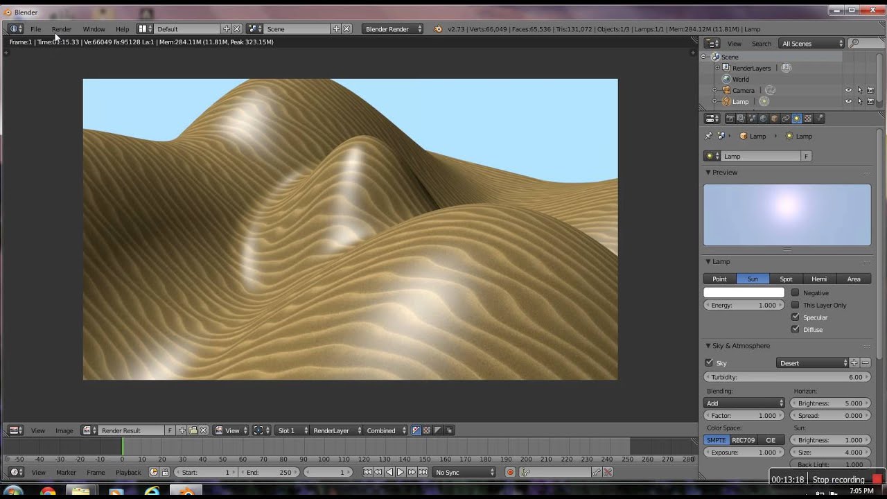 Blender Tutorial-How to make sand dunes with rocks in blender - YouTube