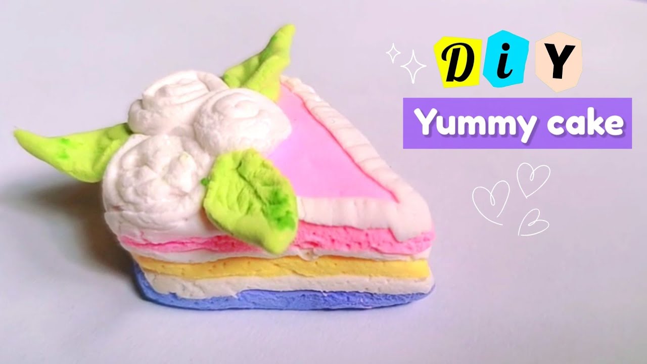 How to make cute cake with clay _ DIY miniature cake - YouTube