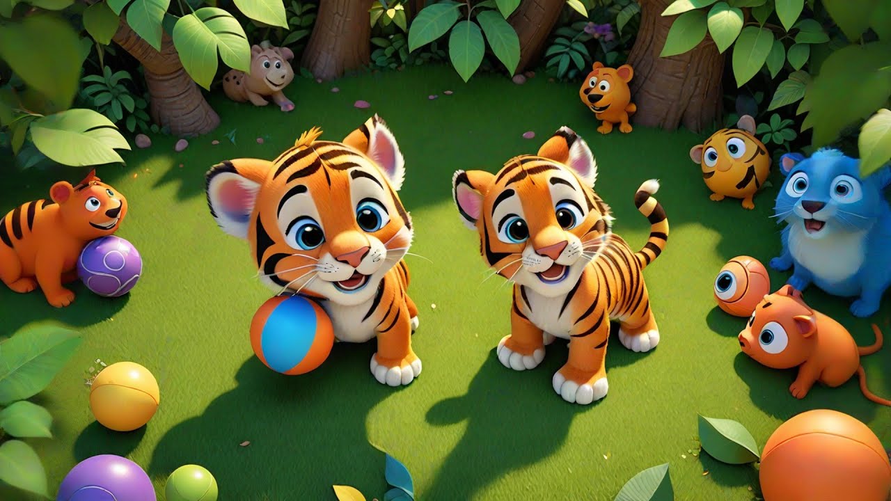 Five Baby Tigers Learn to Share + More Nursery Rhymes & Kids Songs ...