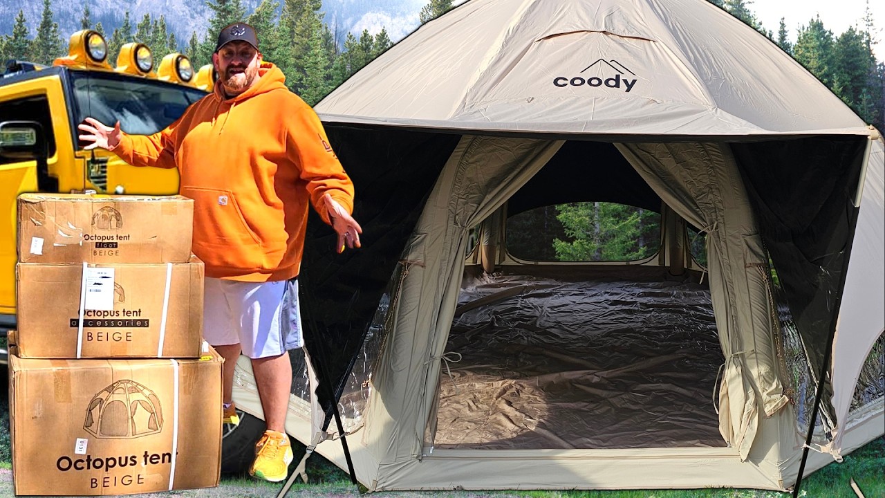 COODY INFLATABLE HOT TENT Complete Unboxing Setup Review Beige Octopus ...