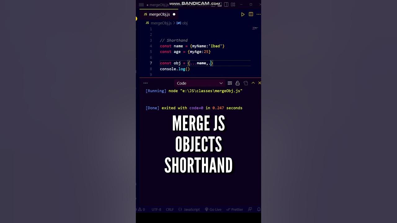 Merge Objects Shorthand in JavaScript #shorts #javascript #programming #youtubeshorts - YouTube