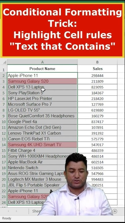 How to highlight the cells containing some specific text using conditional formatting?#Shorts # ...