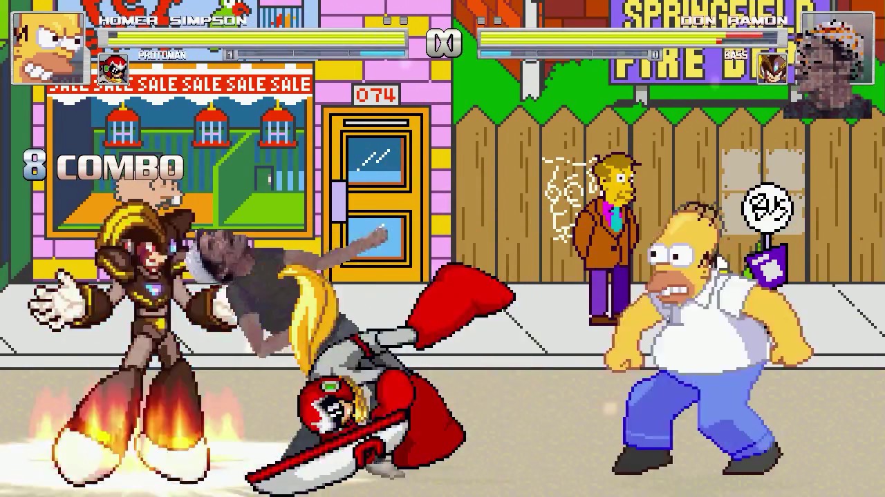 AN Mugen Request #1358: Homer Simpson & Protoman VS Don Ramon & Bass ...