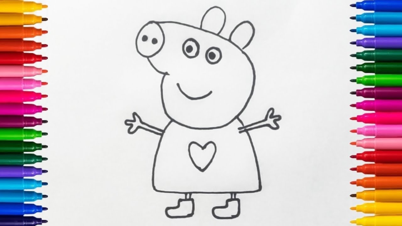 How to draw peppa pig drawing step by step - YouTube