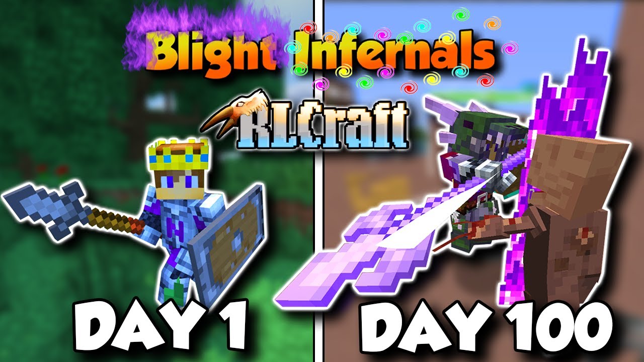 100 Days RLCraft Minecraft Challenge: All Mobs Blight and Infernal ...