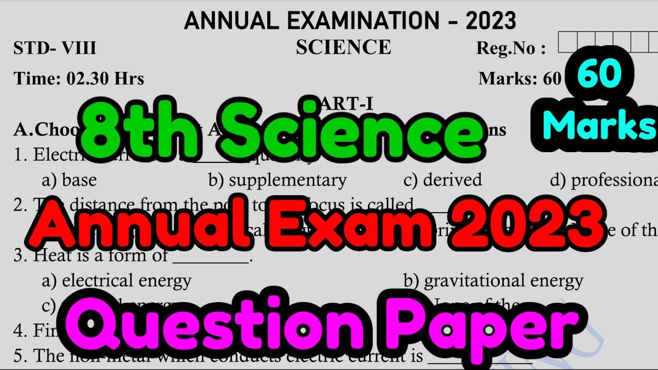 8th Science annual exam 2023 | 8th std science term3 Exam 2023 | 8th Science summative exam 2023 ...