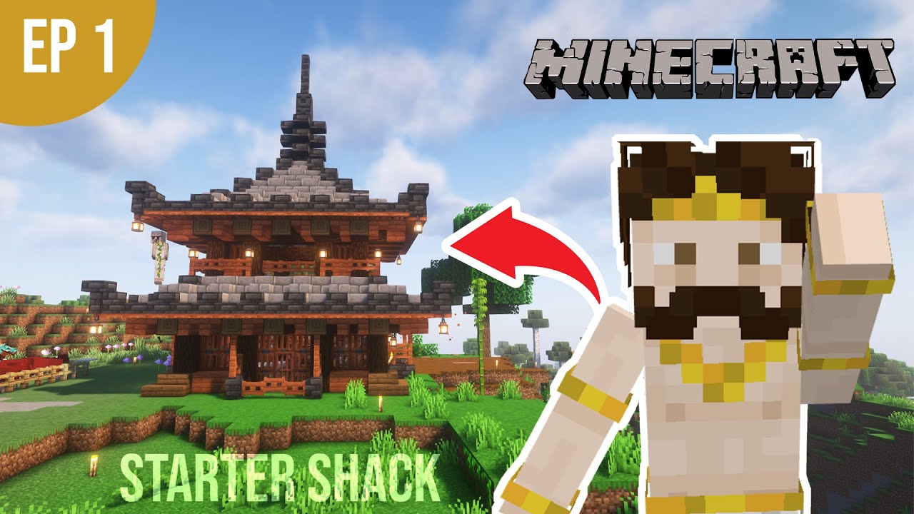 I built ASIAN style starter shack in minecraft - YouTube
