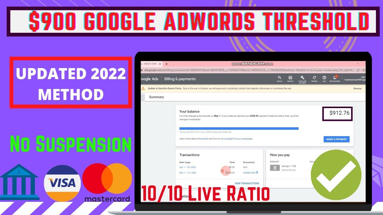 Google Ads $350 Threshold Method 2022 | Google Ads 1200$ Threshold ...