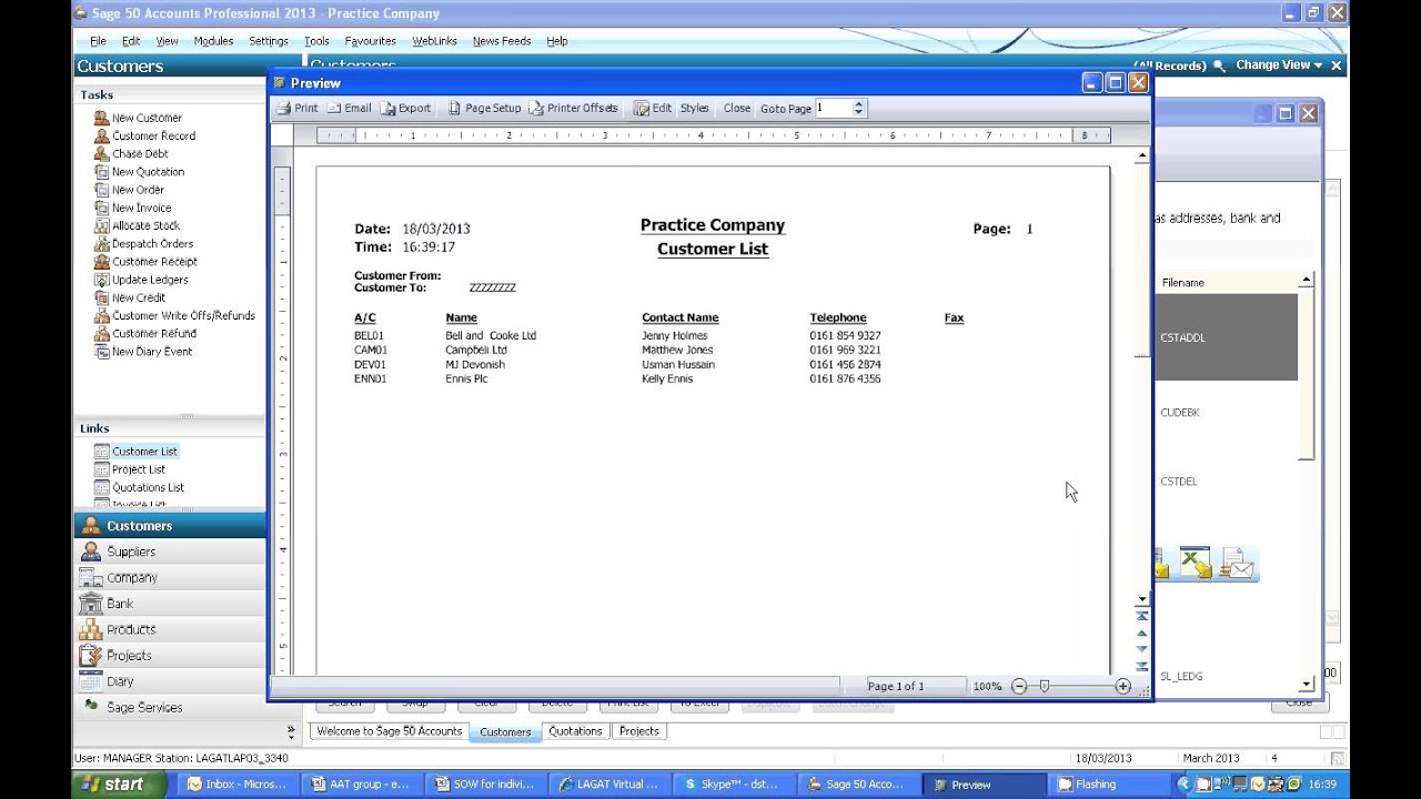 How To Print A Customer list from Sage Line 50 - YouTube