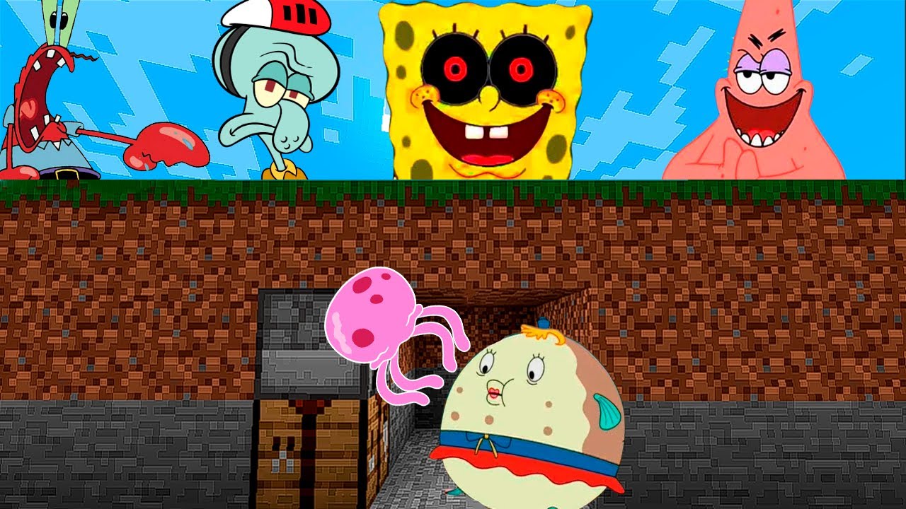 Minecraft Speedrunner Mrs Puff & Jellyfish VS 3 Hunters - SpongeBob ...