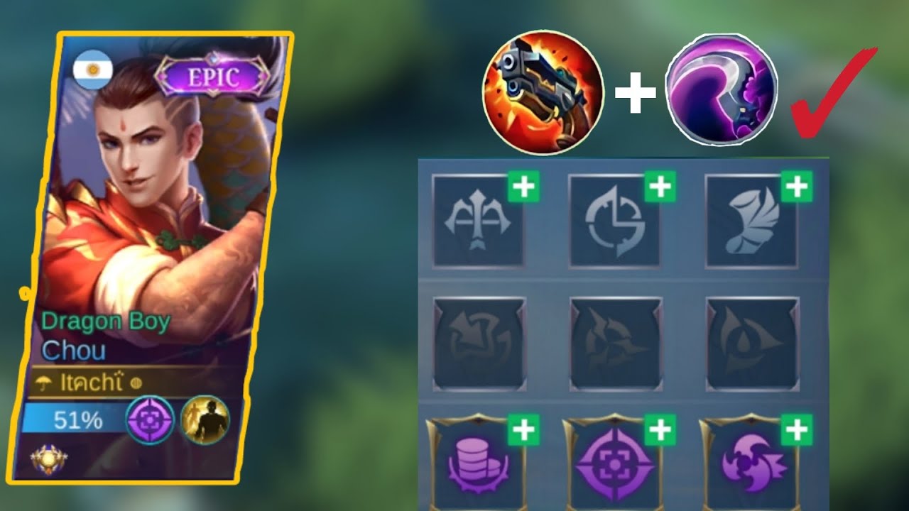 Chou 1 hit build !! best build and emblem for rank push mythic glory ...