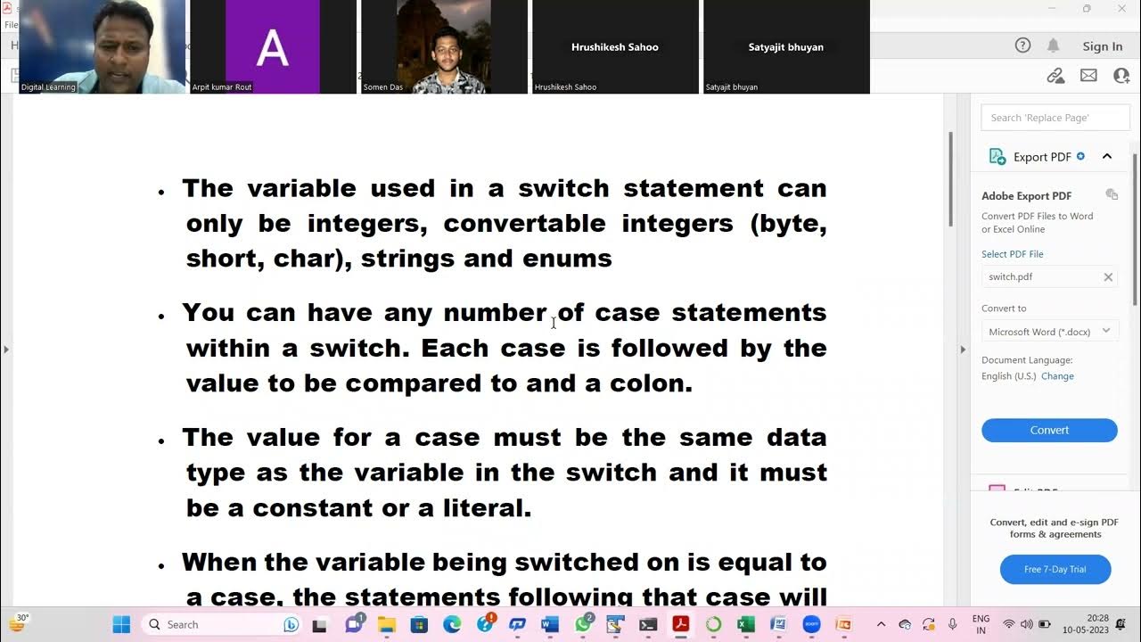 CONDITIONAL CONSTRUCT PART 2-SWITCH CASE - YouTube