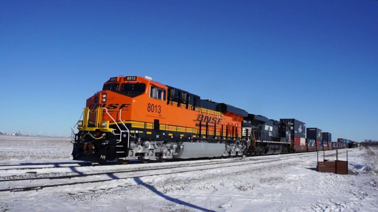 BNSF 8013 at the Shabbona, IL Siding on 1/29/2014 - YouTube