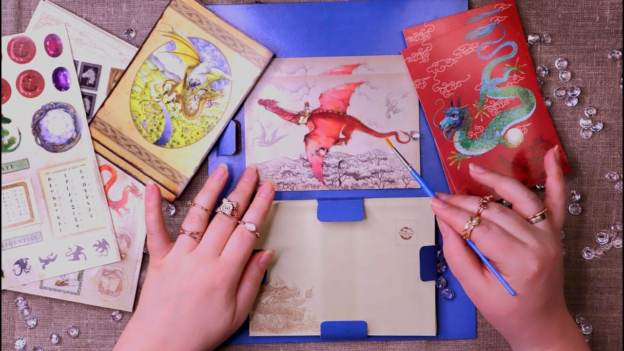 ASMR Stationery 📃/ Paper Sounds & Tracing & Tapping / Dragonology ...