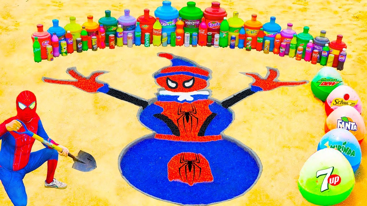How to make Spiderman Snowman with Orbeez & Big Toothpaste Eruption and ...