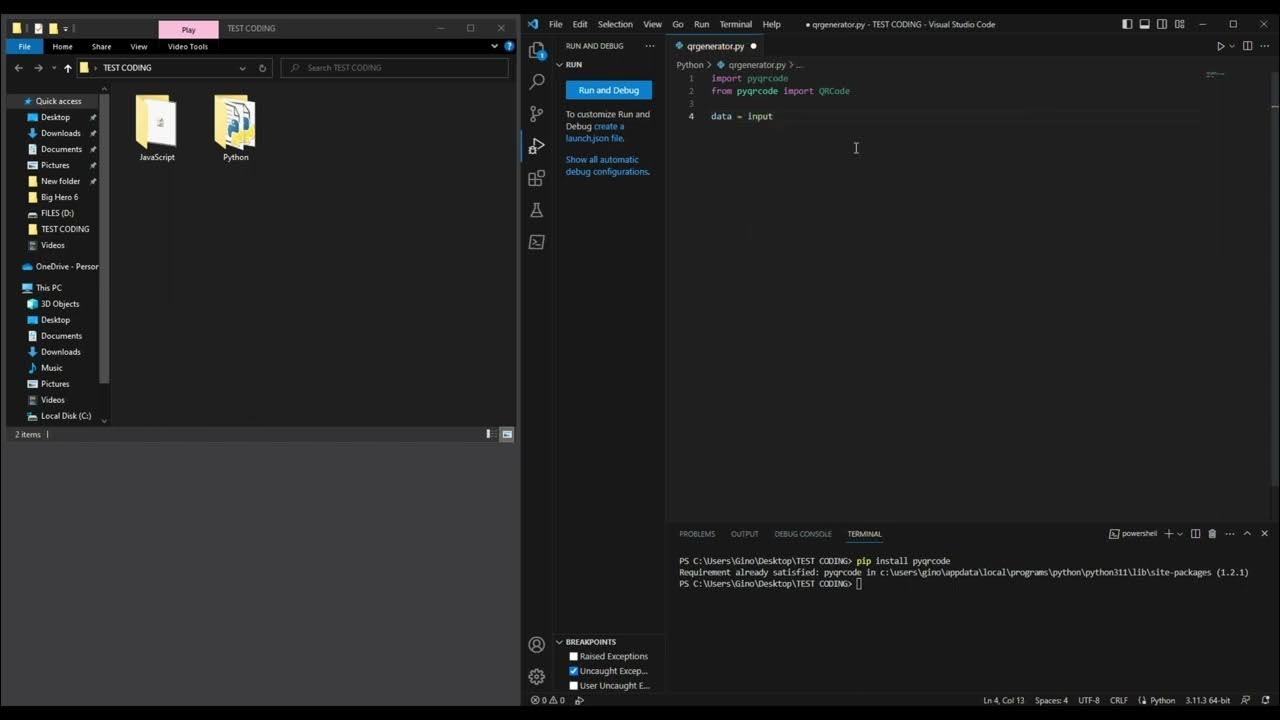 Python Qrcode Generator Using Pyqrcode Youtube