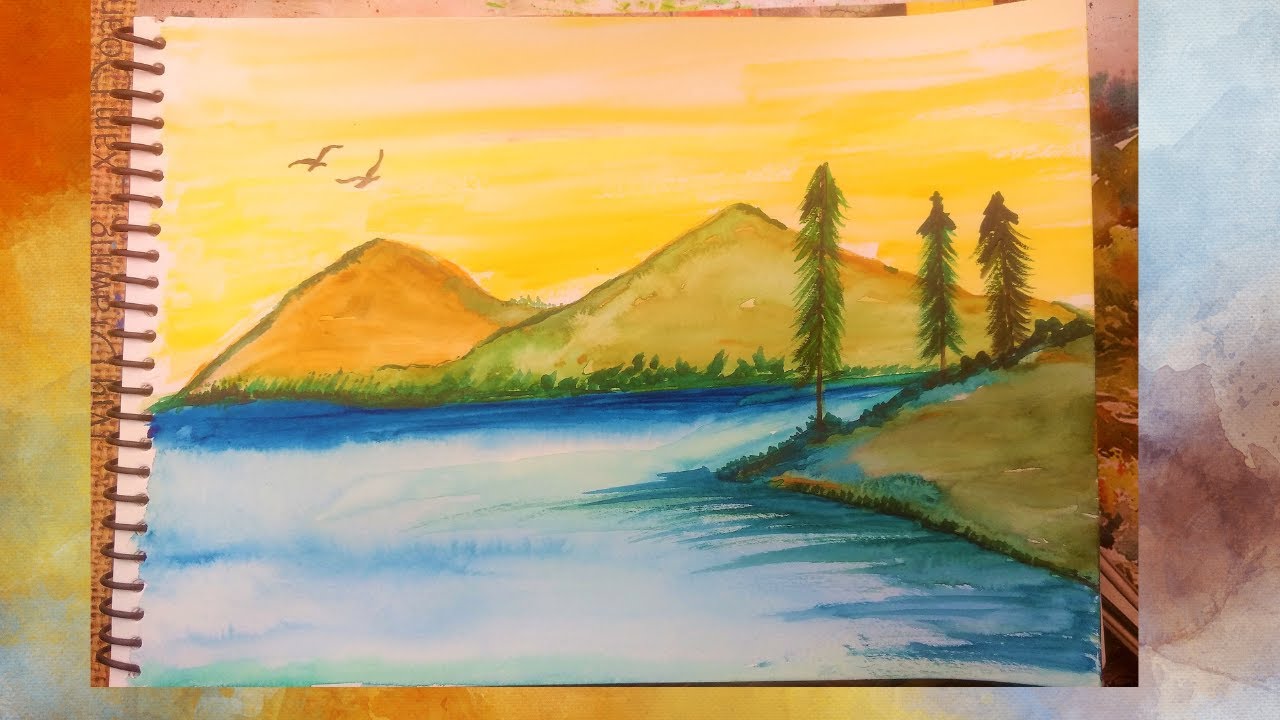 How To Draw Landscape Scenery With Watercolor Watercolor Painting how-to-draw-landscape-scenery-with-watercolor-watercolor-painting