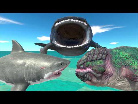 Megalodon Vs The Bloop Vs Moeder - Animal Revolt Battle Simulator