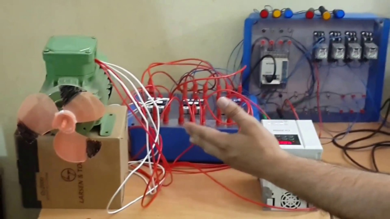 PLC training on 3 phase induction motor in star delta connection - YouTube