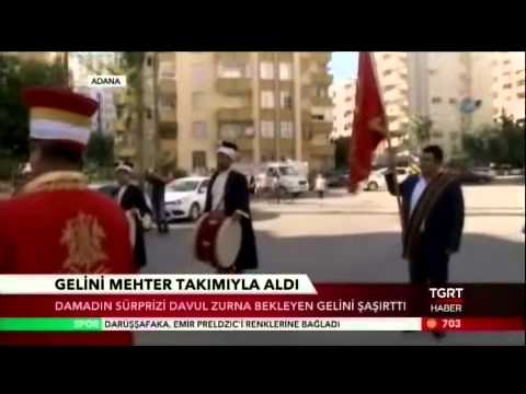Damat Adana'daki kız evine mehter takımı ile gitti