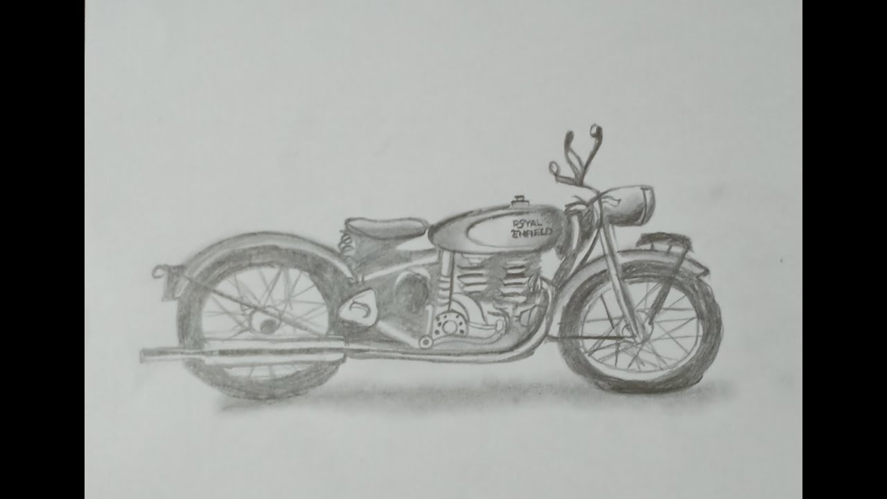 how to draw a 3d royal Enfield 3d step by step simple tutorial - YouTube