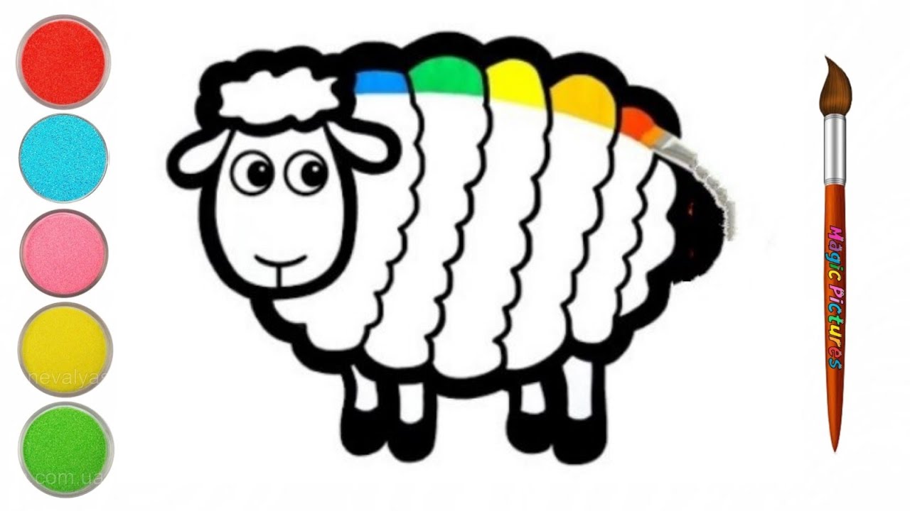 Colorful Sheep Drawing, Painting, Coloring for Kids, Toddlers | Learn ...