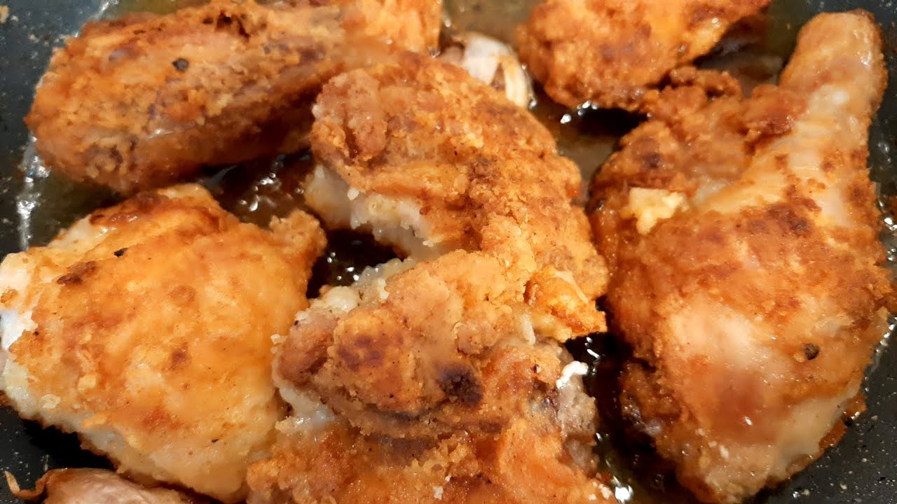 Fried chicken with a simple homemade breading. - YouTube