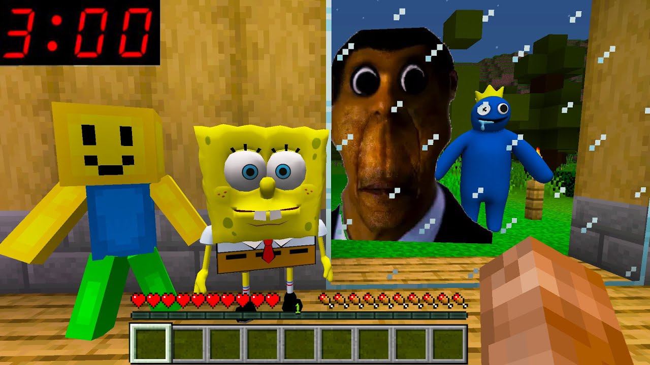 OBUNGA NEXTBOT AND BLUE RAINBOW FRIENDS CHASED SPONGE BOB AND ROBLOX ...