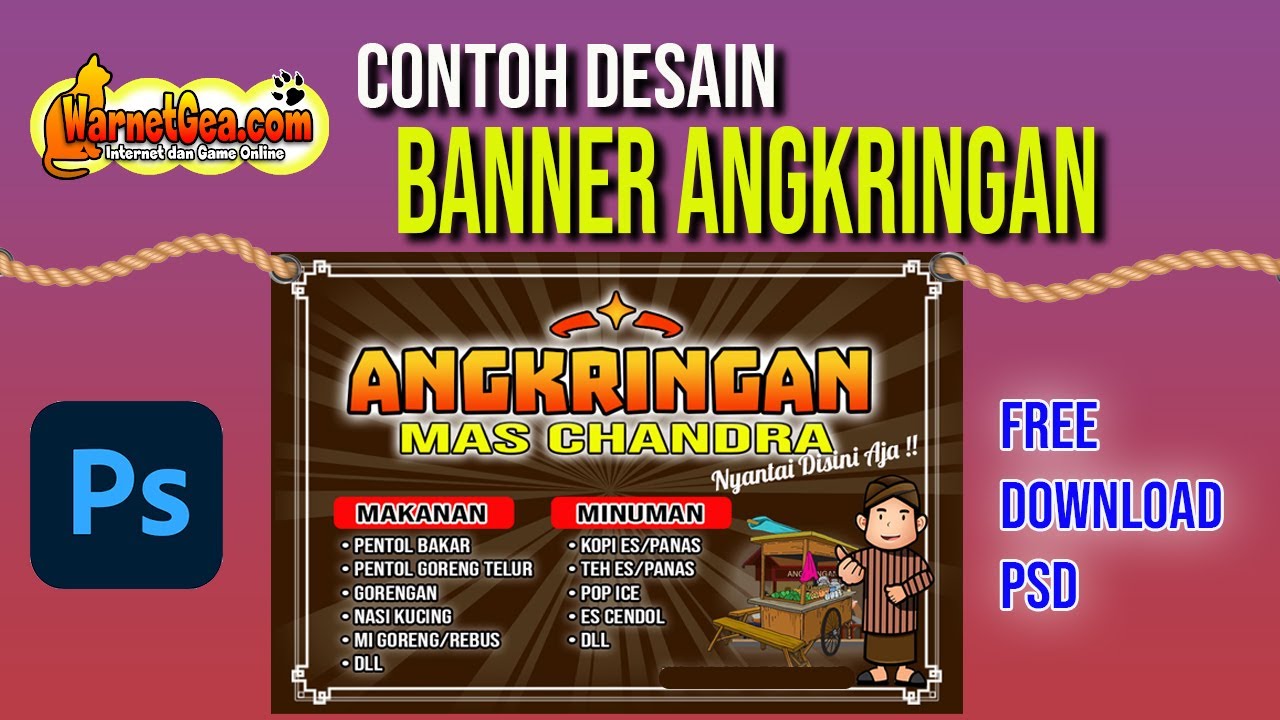 Contoh desain banner angkringan file psd siap edit - YouTube
