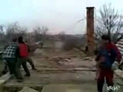 Chimney demolition FAIL - YouTube