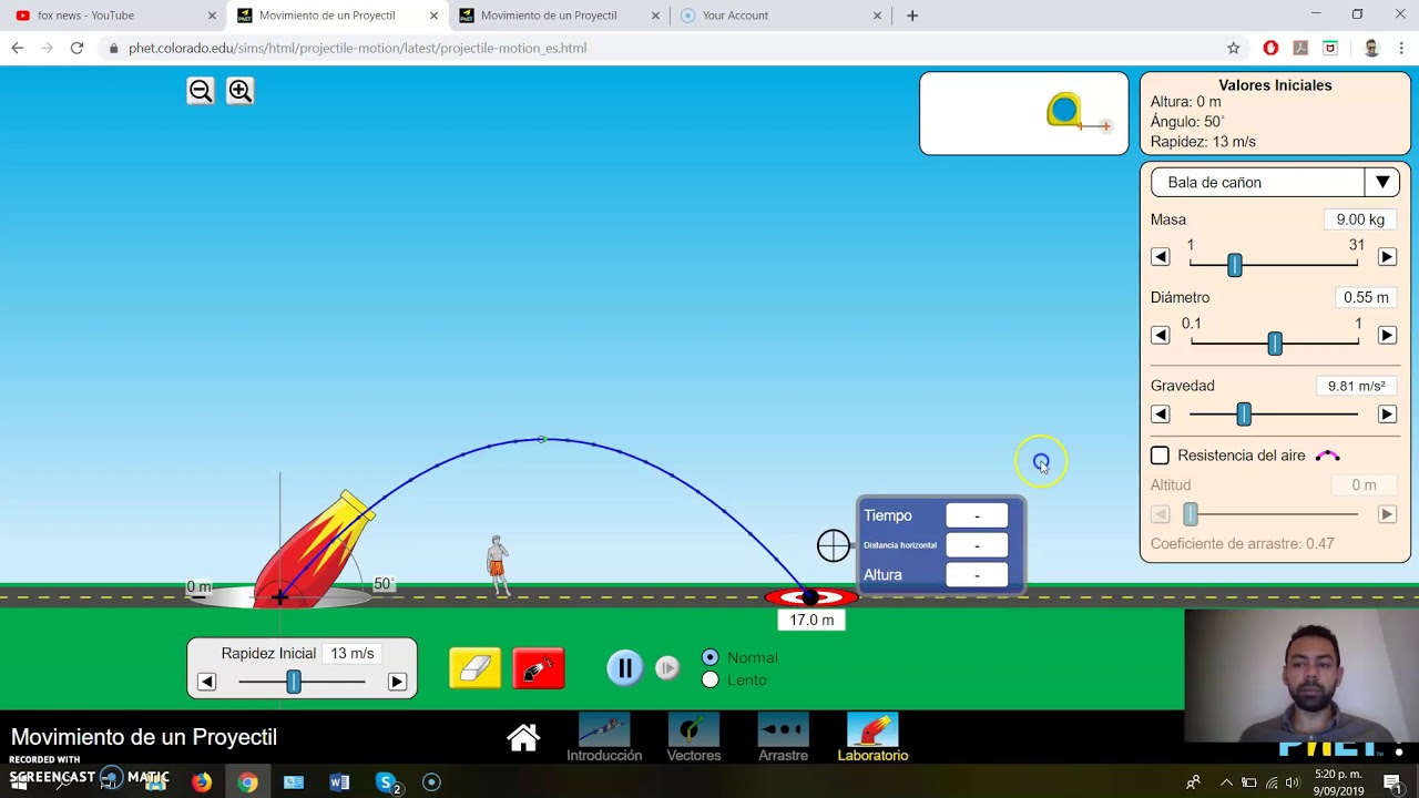 Fisica General_Lanzamiento de proyectiles. Simulacion. - YouTube