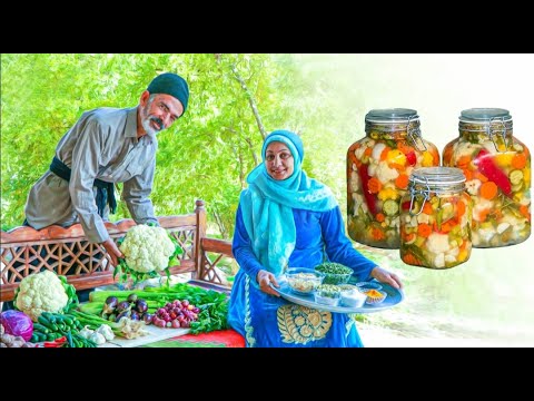 Bahçemizden Kışlık Sebze Salatası Yapılışı, ترشي مخلوط,[turşu nasıl yapılır]