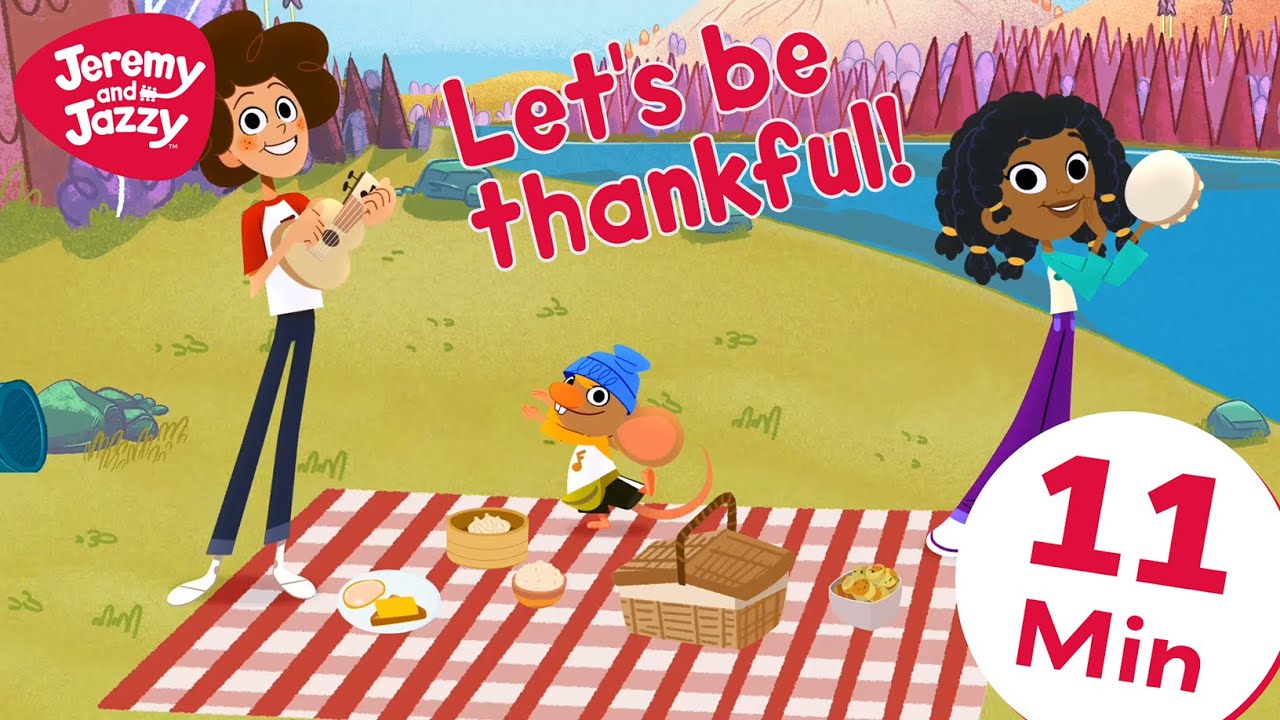 Let's Be Thankful 🎶 Thanksgiving Songs For Kids 🎶 Jeremy and Jazzy ...
