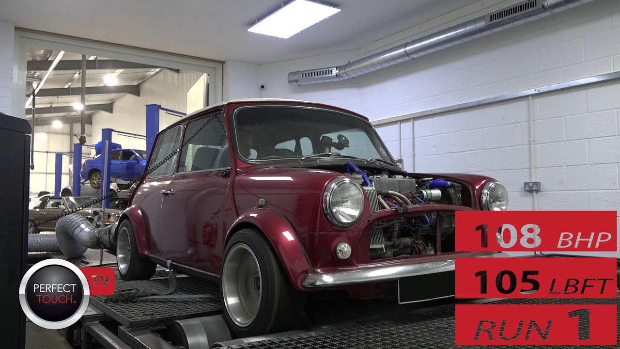 Classic Mini 1275 GT on rolling road - YouTube