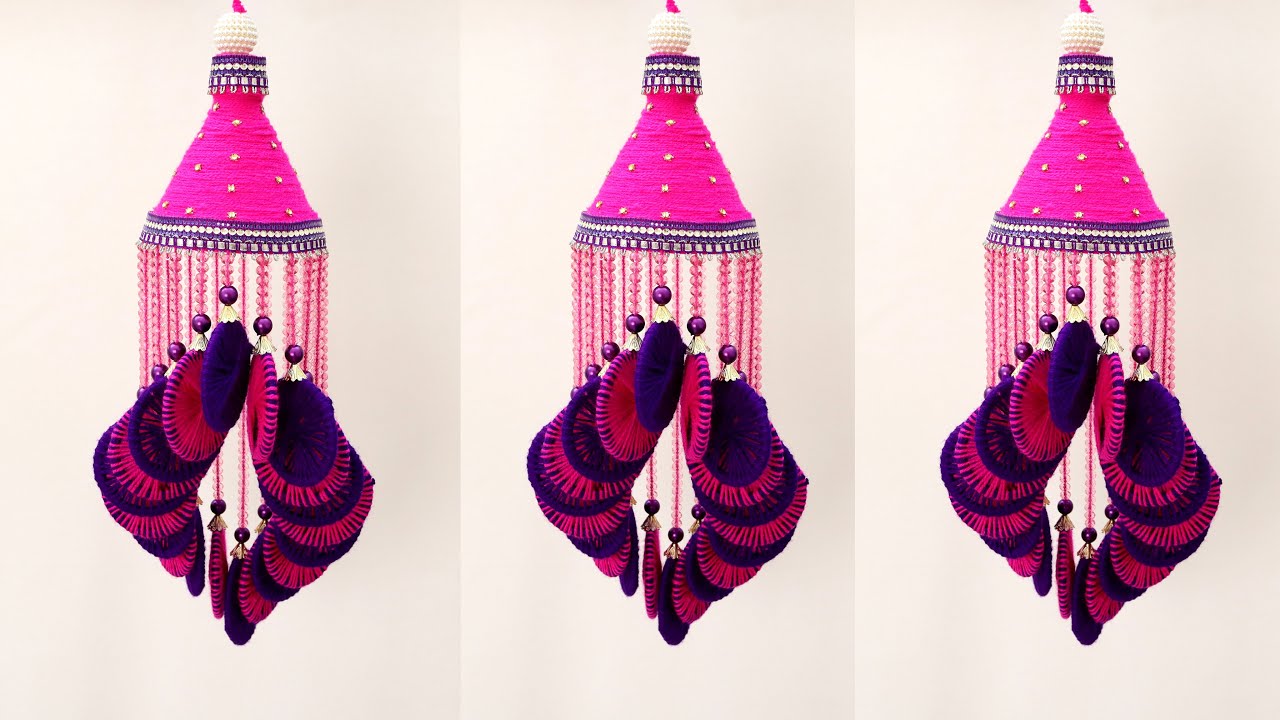 ऊन, बोतल ओर चूड़ियों से झूमर बनाने के आसान तरीका / WOOL OR BANGLES ...