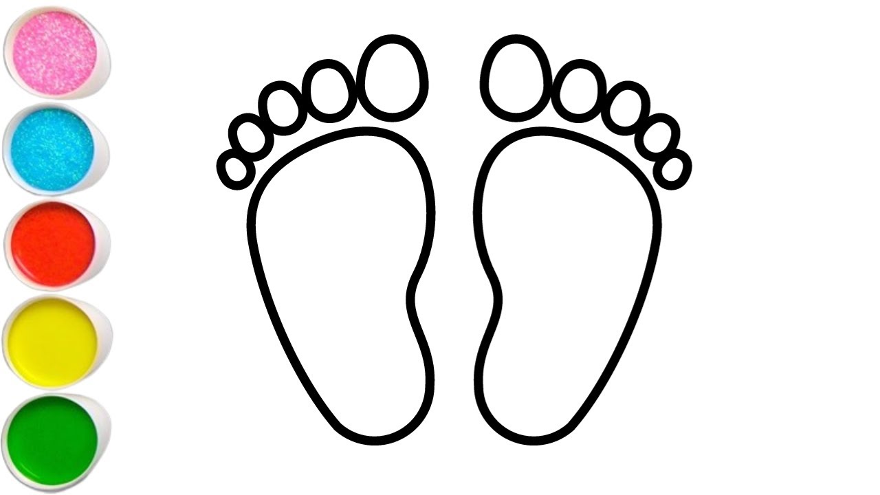 Foot prints drawing, painting and coloring for kids & Toddlers ...