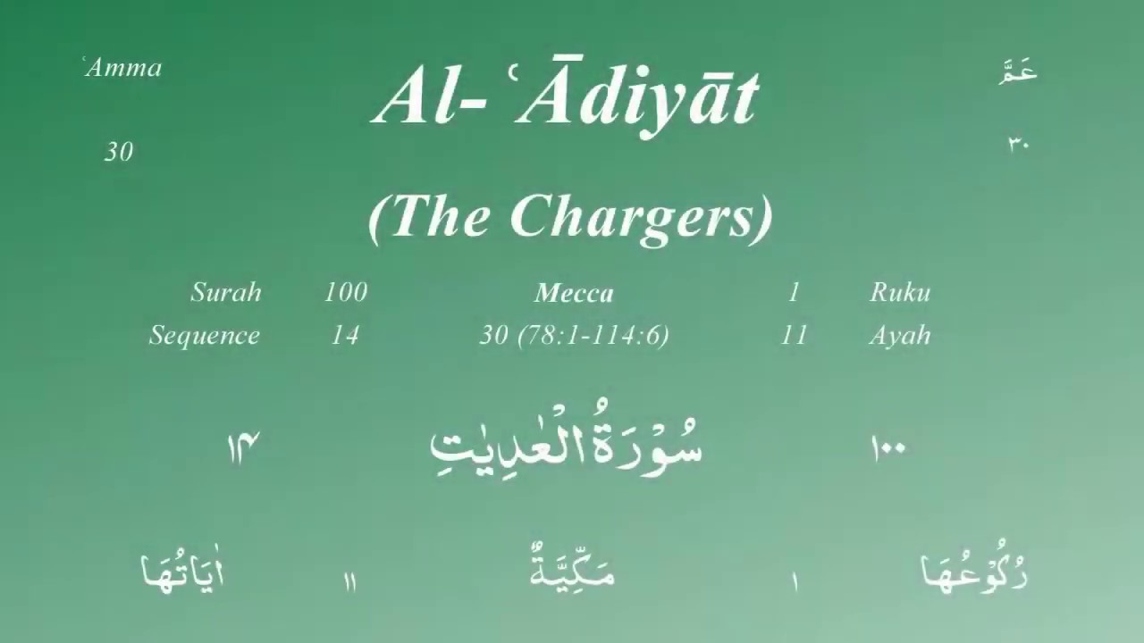 100 Surah Al Adiyat by Mishary Al Afasy English Translation