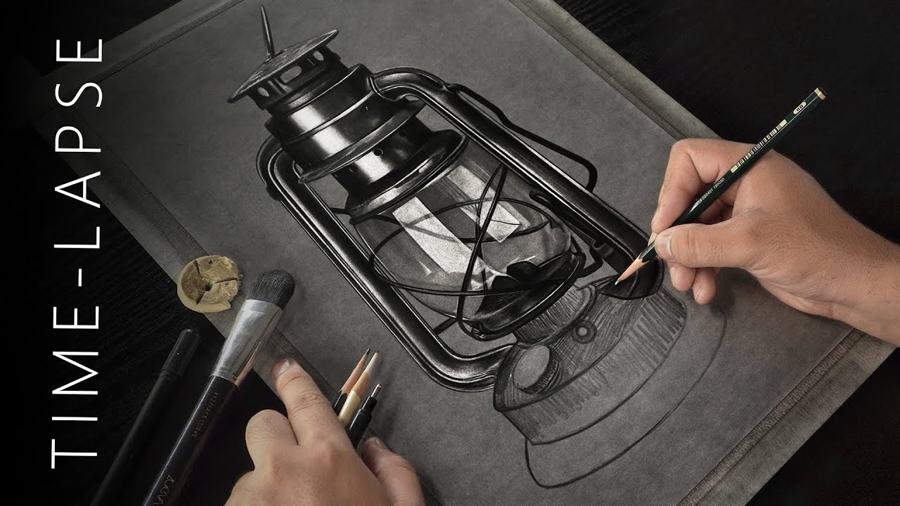 Drawing Hyper Realistic LANTERN | Satisfying Time-lapse - YouTube