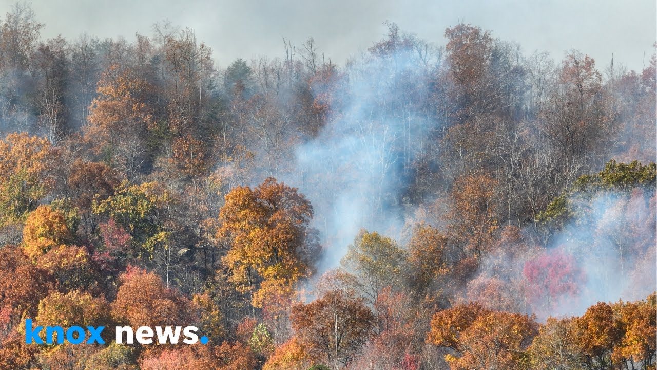 Fire Drone Footage Smoky Mountains Fire On The Mountain: The