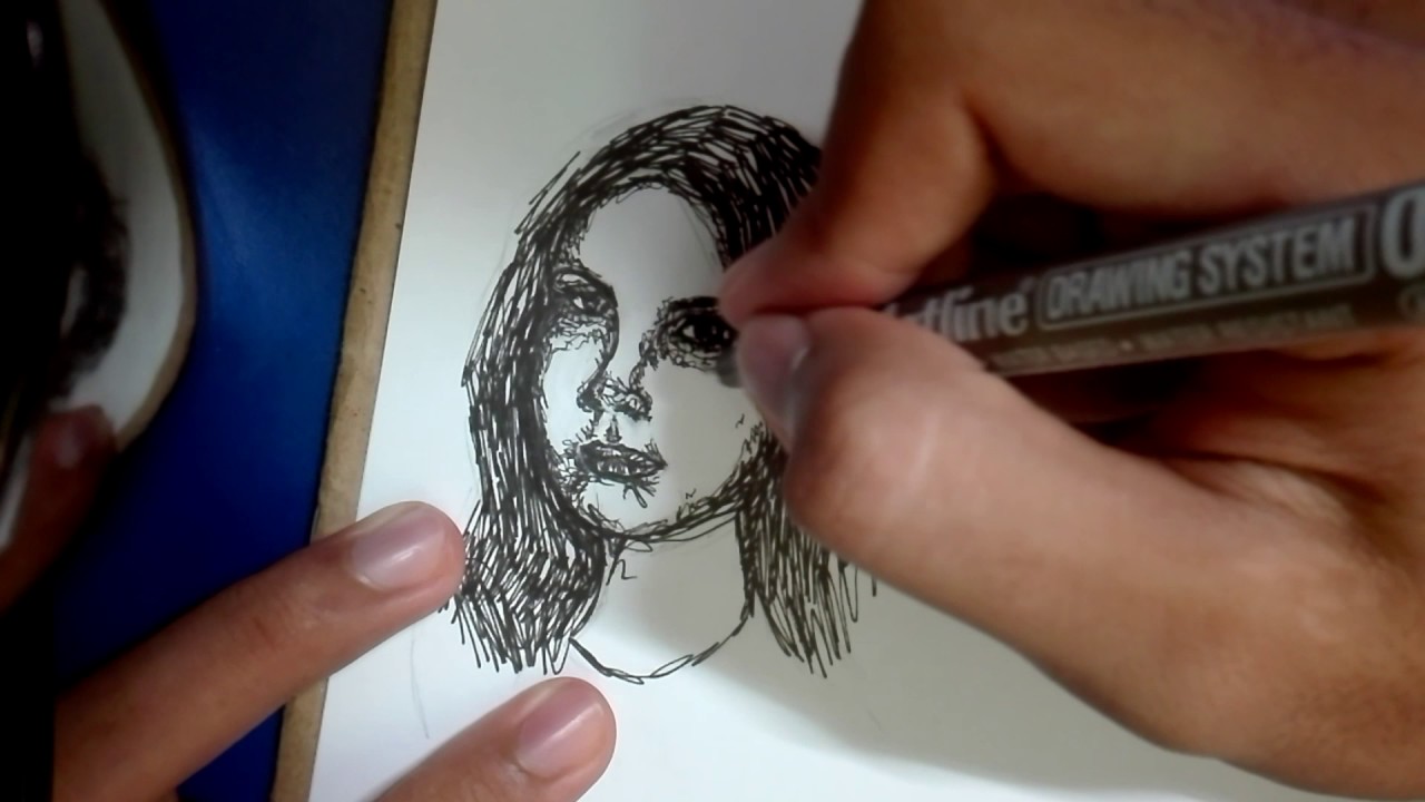 Drawing a girl using MICRON pen. (TIME-LAPSE) - YouTube
