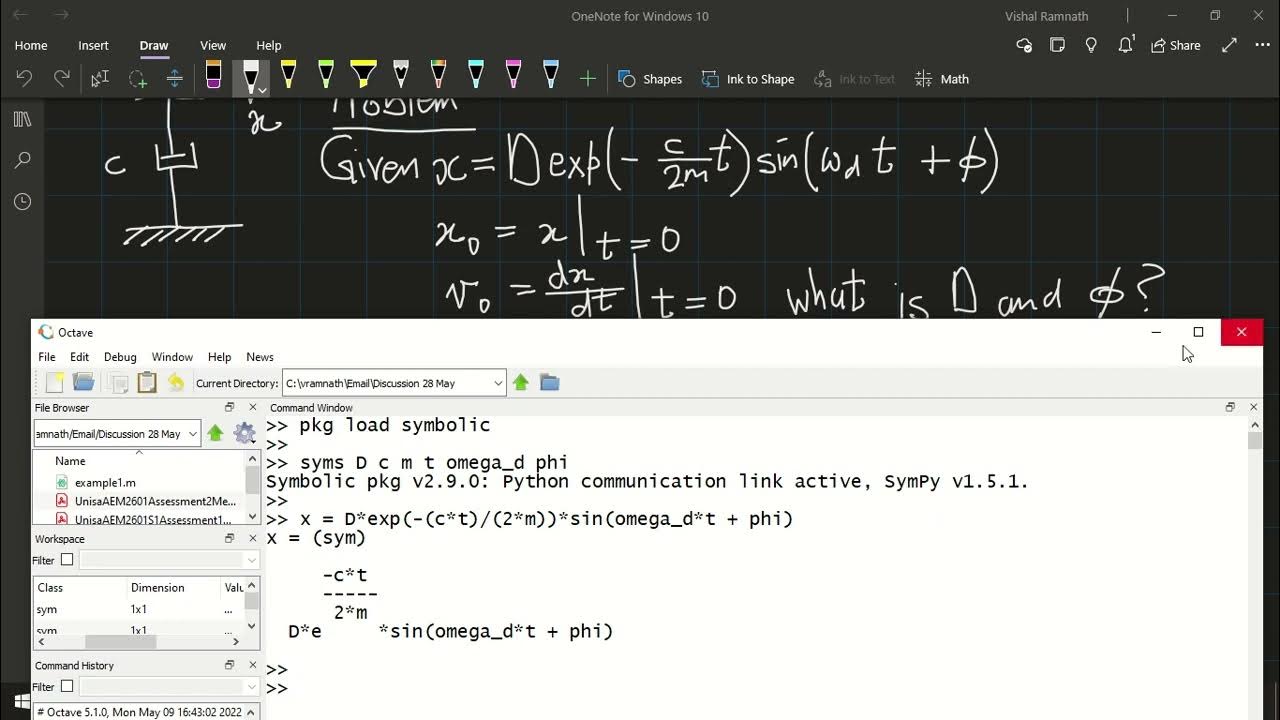 Using Gnu Octave for Symbolic Solutions in Mechanics Problems - YouTube