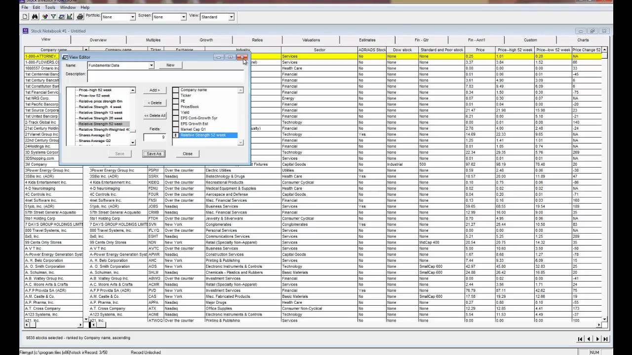 Creating a View in Stock Investor Pro - YouTube