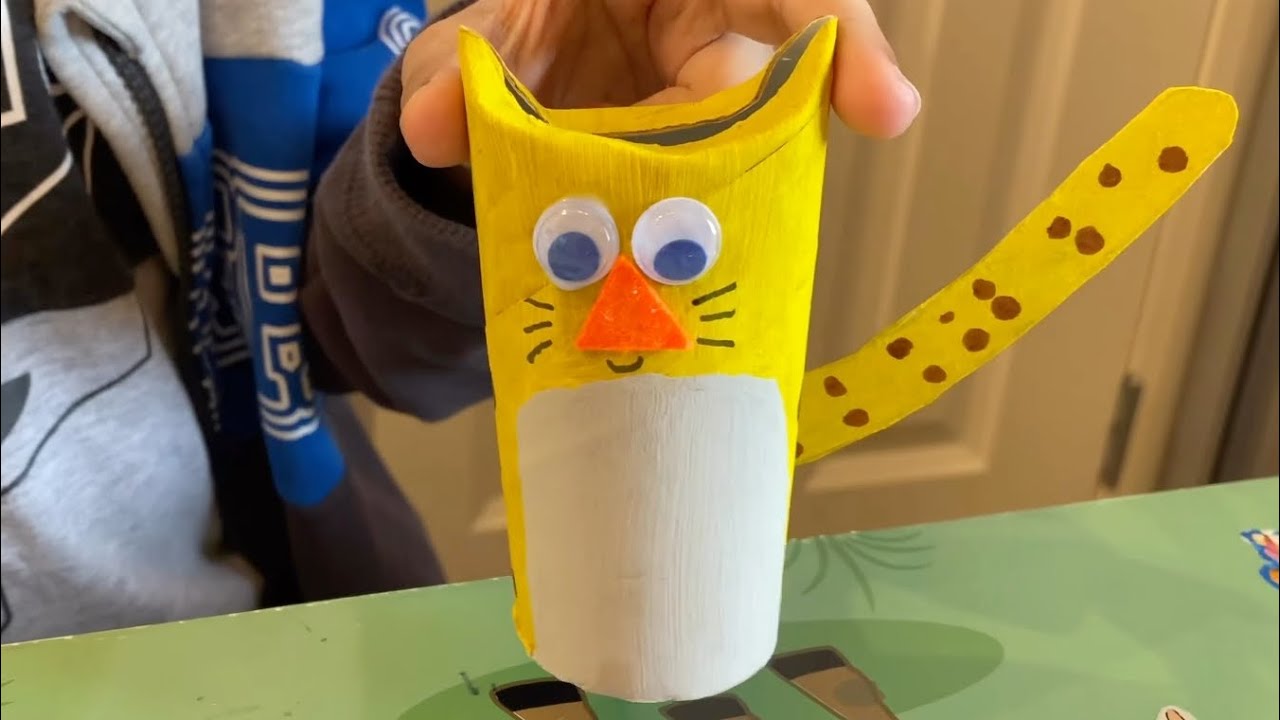 Cute cat from toilet paper roll| Art and craft - YouTube