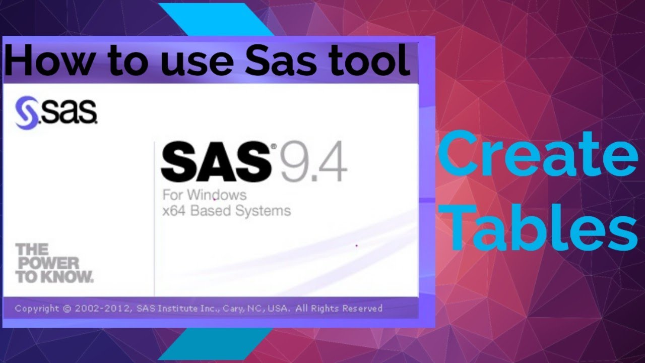 Sas Programming How To Create Sas Tables Or Datasets Usiing Sas Tool Youtube 7638