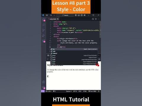 HTML Tutorial - Lesson 8: Style attribute - Color Part 3 #shorts #html #html5course - YouTube