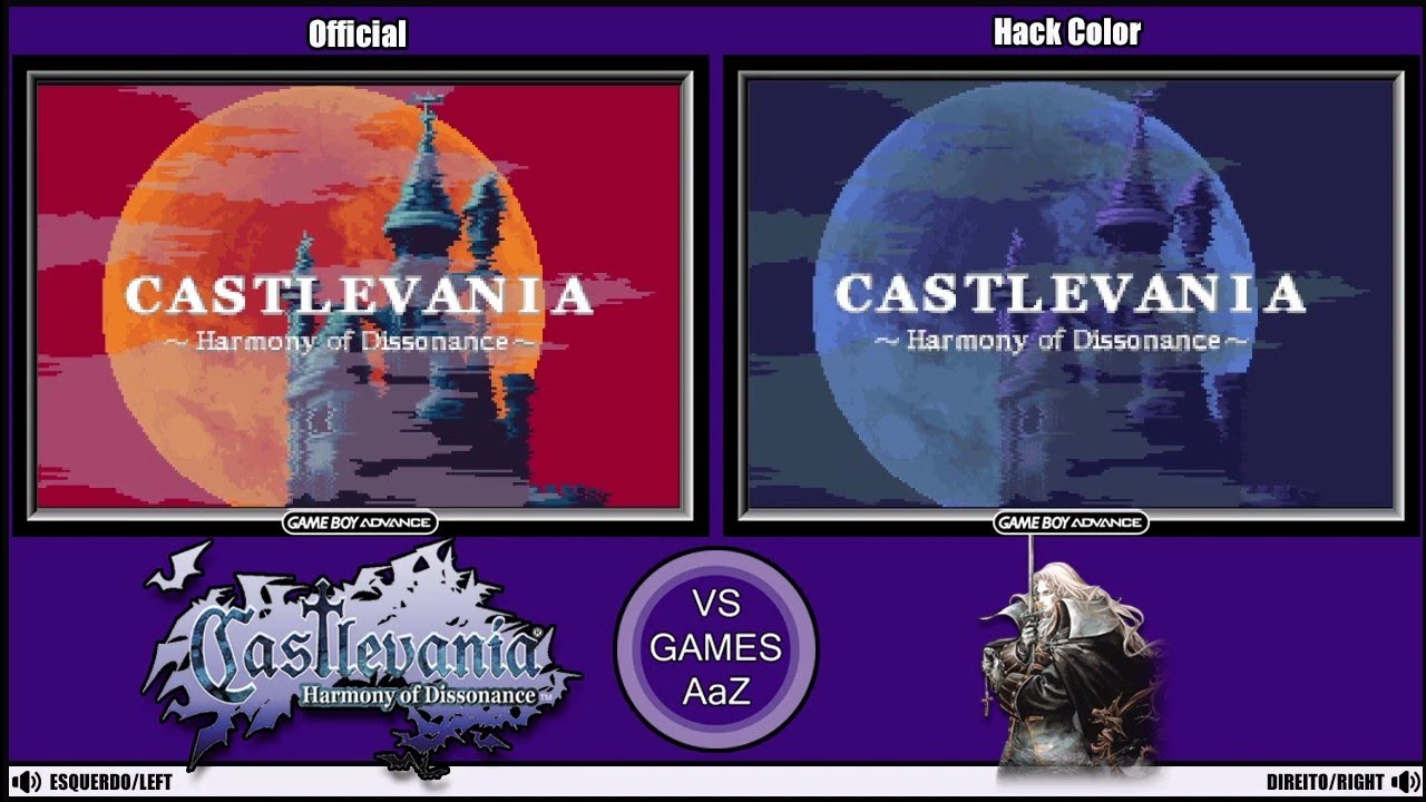 Castlevania Harmony of Dissonance (GBA VS GBA) Graphics comparison side by side [Hack Color ...