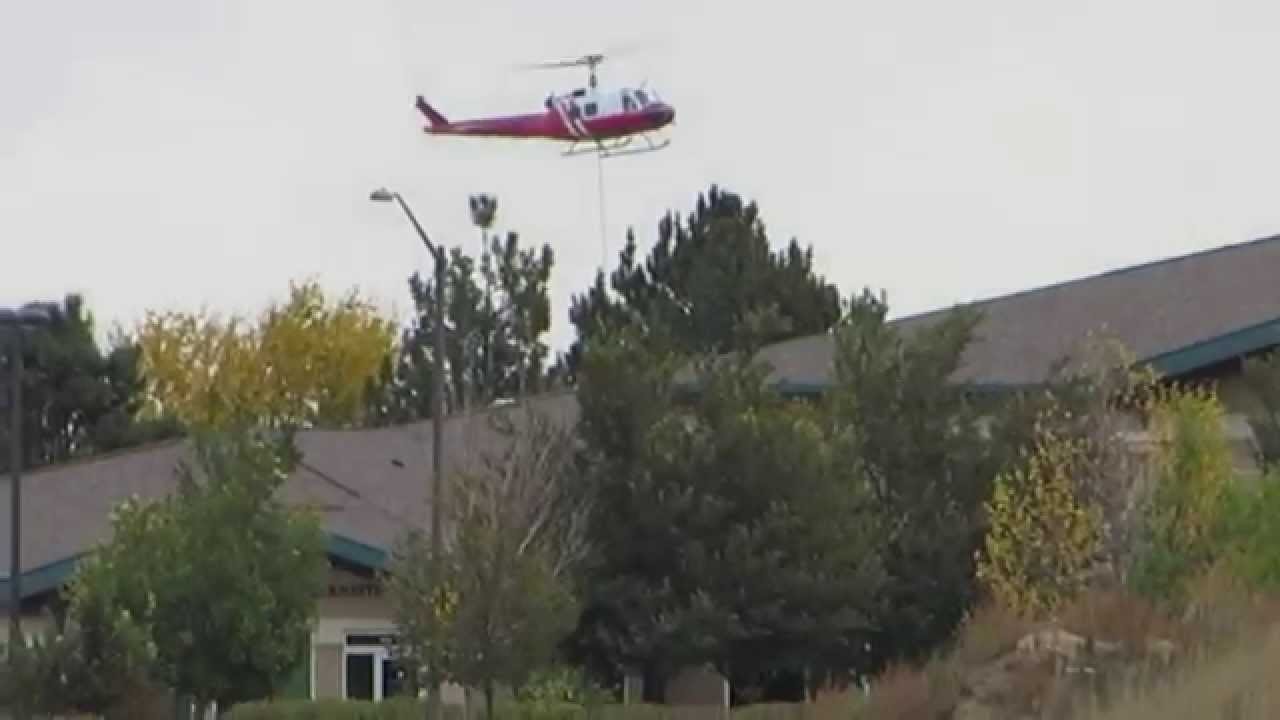 Helicopter long line operations in Fort Collins - Huey - YouTube