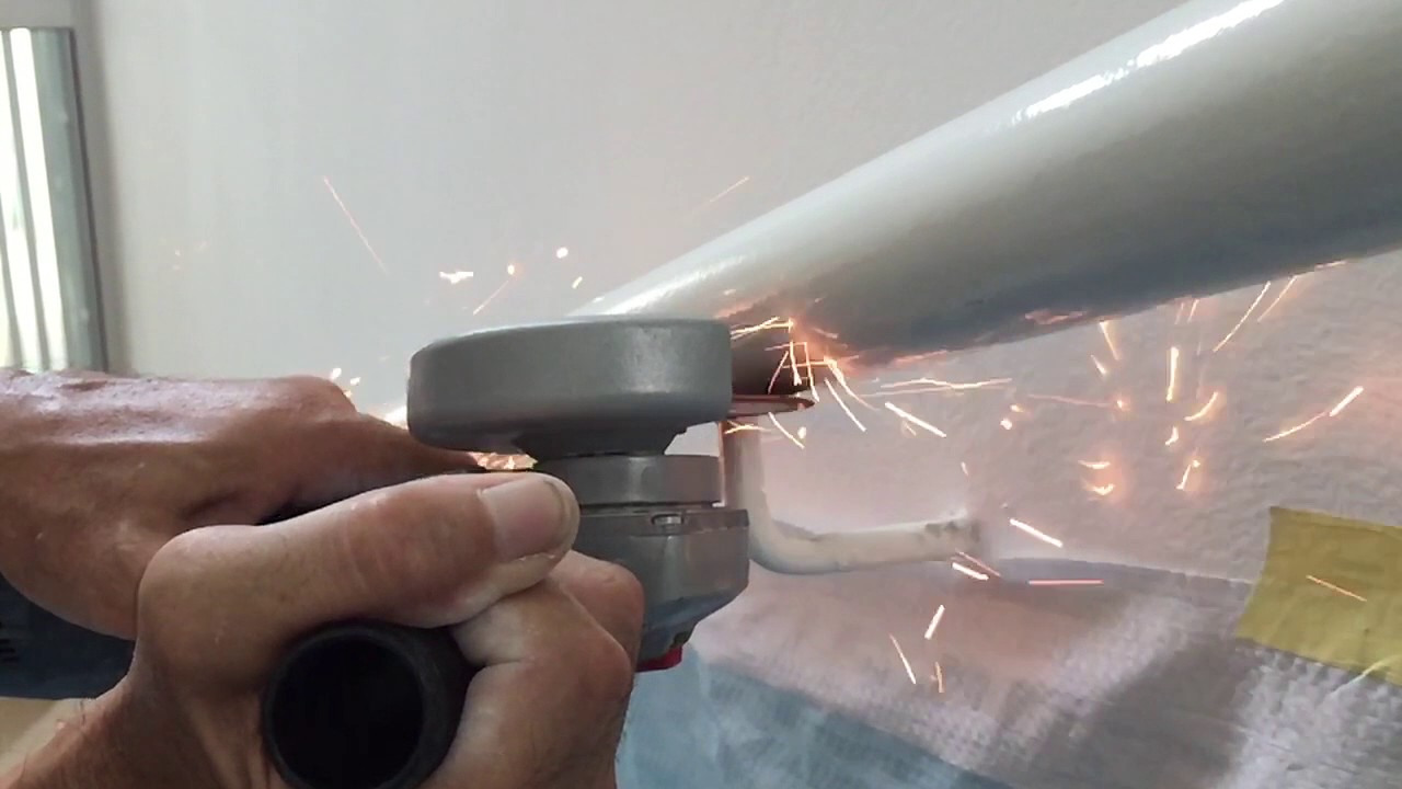 Angle Grinder Cutting Stairs handrail in Slow motion - YouTube