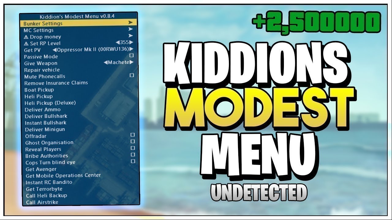 *NEW v0.9.4* KIDDIONS MODEST MENU UPDATE! | BEST FREE GTA 5 MOD MENU ...