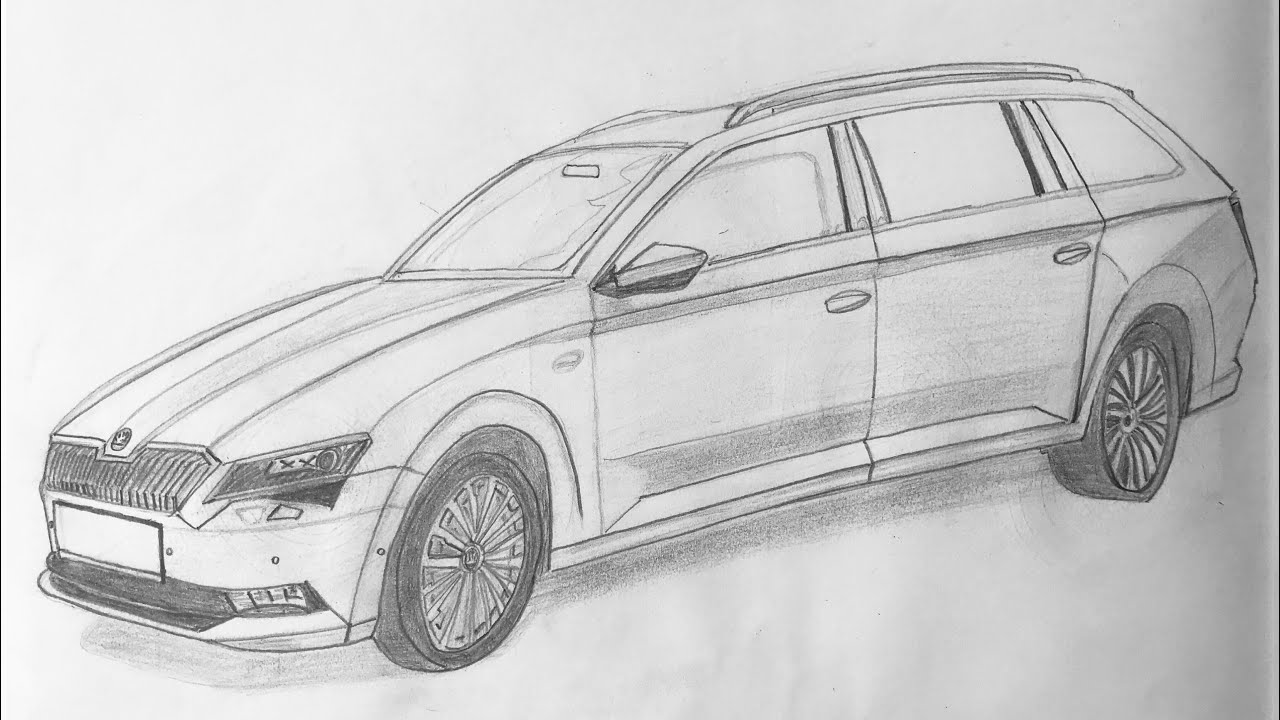 How to draw a Skoda Superb Combi Car - YouTube